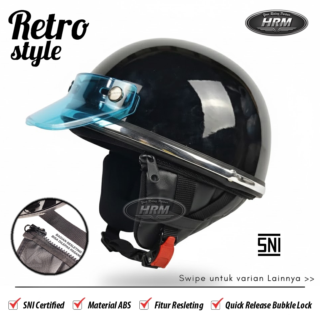 Capacete Adulto Retrô Clássico De Meia Face Com Zíper E Variação De ...