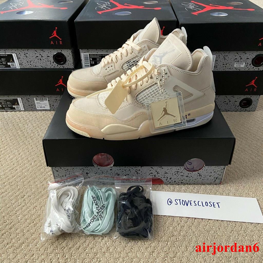 Sapatos De Basquetebol Off-White x Air Jordan 4 Retro SP Creme/Vela AJ4 ...