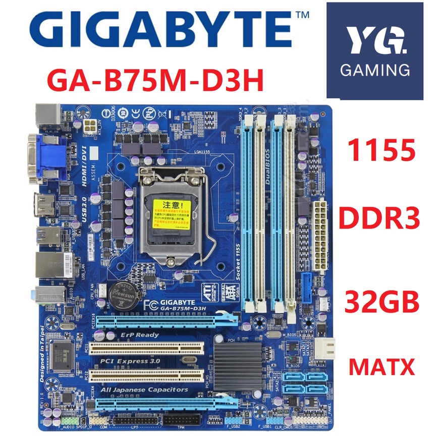 GIGABYTE b75m-D3H Placa Mãe De Mesa B75 b75m Tomada LGA 1155 DDR3 32G uATX UEFI BIOS Original ...