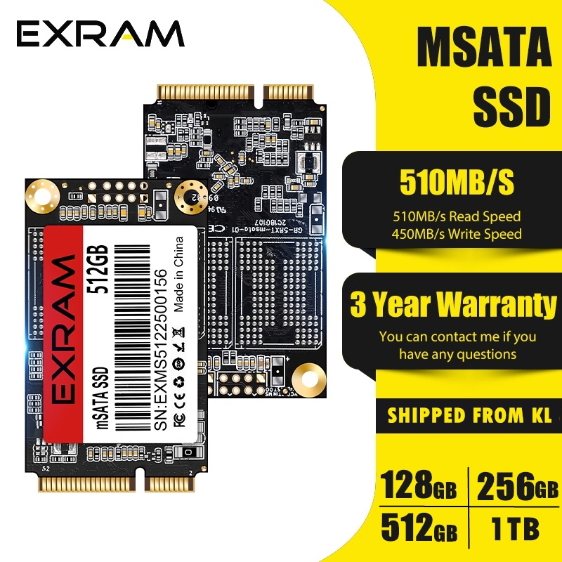 EXRAM MSATA SSD Mini SATA 3 128GB 256GB 512GB 1TB Interno 3D NAND ...