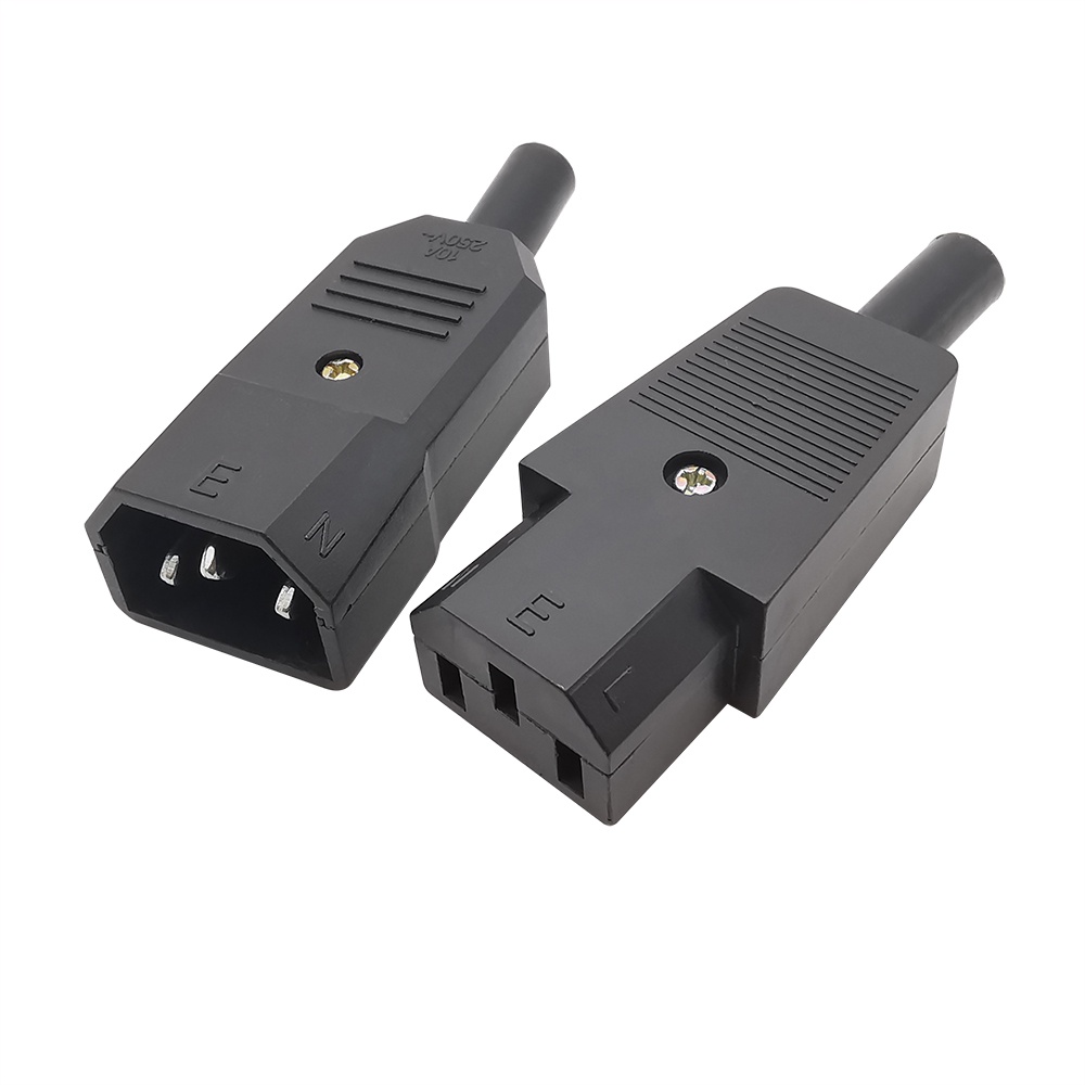 10A 250V Preto IEC C13 C14 Plugue Fêmea E Macho Conector De Alimentação ...