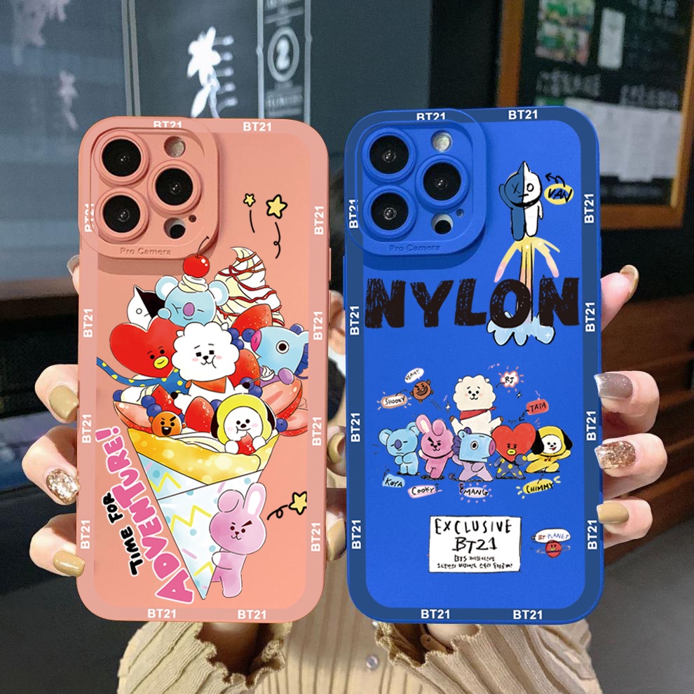 Para Xiaomi Redmi Nota 12 4G Pro 5G 9S 9A 12C Icecream BTS Cartoon BT21 Capa Protetora Len ...