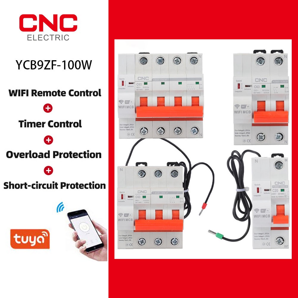 Disjuntor De Circuito CNC YCB9ZF 2P3P4P 16A/20A/25A/32A/40A/63A/100A Wifi disjuntor inteligente ...