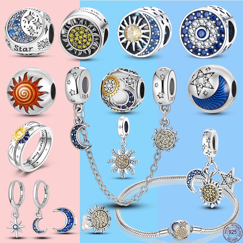 Venda A Quente Star Moon Series Sun Stars 2 Sides Round Charm Beads ...