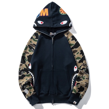 Novo Moda Bape Tubarão Camuflagem Homens Mulheres Com Capuz De Algodão ...