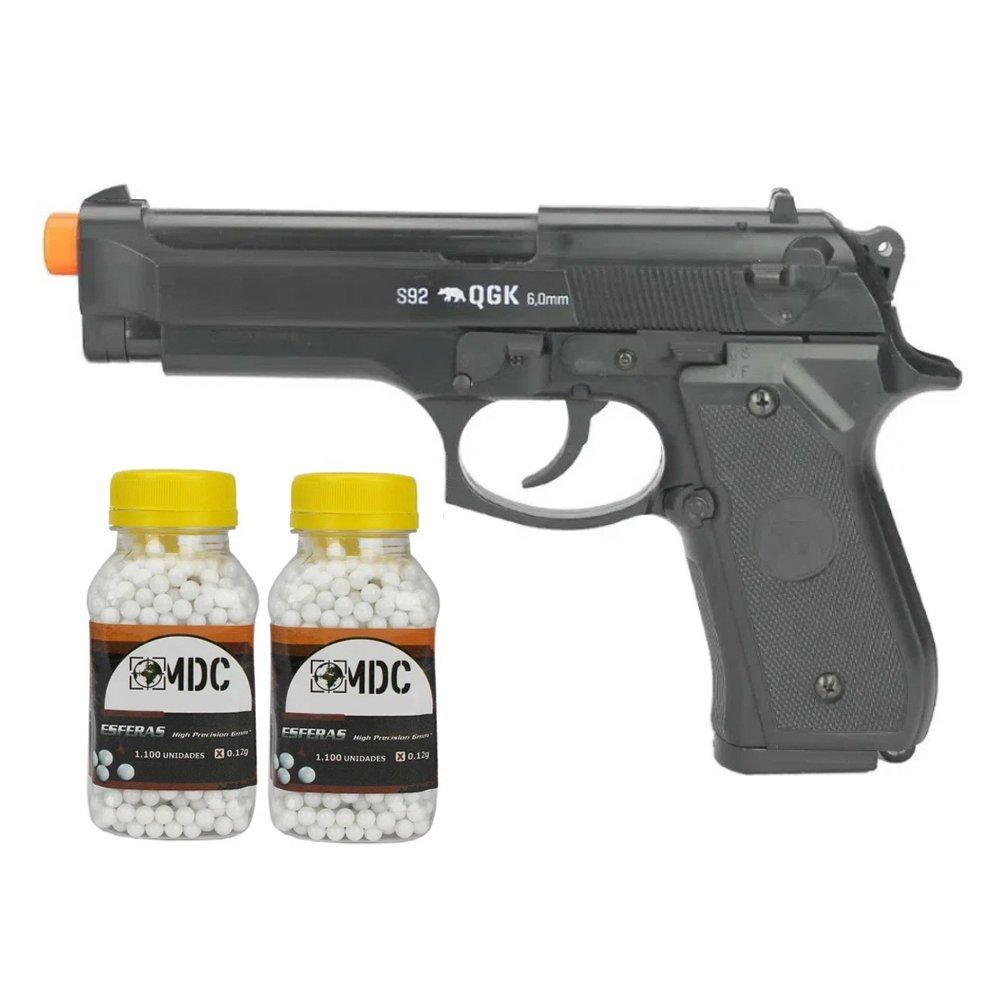 Pistola de Airsoft Beretta M92 S92 Spring 6mm QGK + 2200BBS | Shopee Brasil
