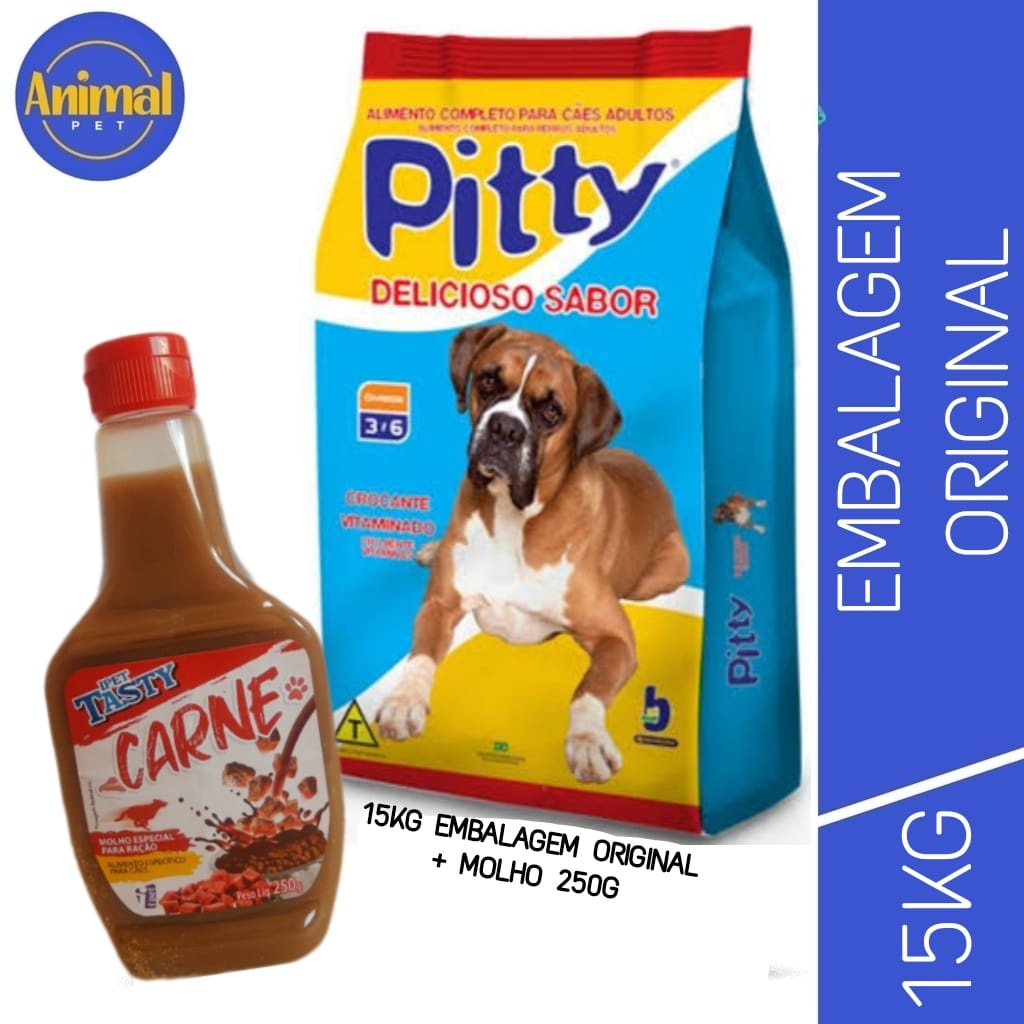 Ração Pitty Para Cachorro Pet Embalagem Original 15 Kg + Molho Especial ...