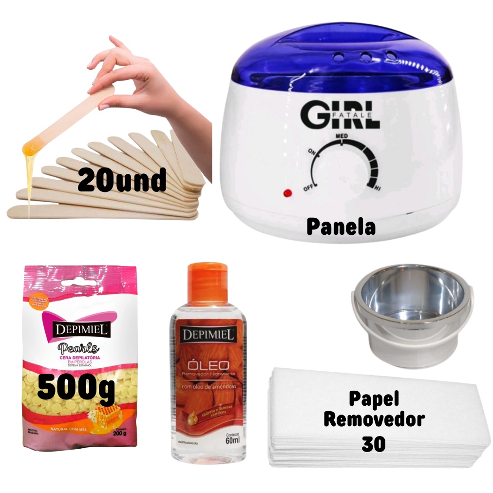 Kit Depilação Aquecedor Cera Quente Panela Elétrica + 1 Pct Cera ...