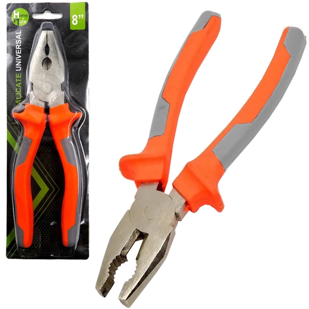 ALICATE UNIVERSAL 8'' CABO EMBORRACHADO LARANJA / CINZA | Shopee Brasil