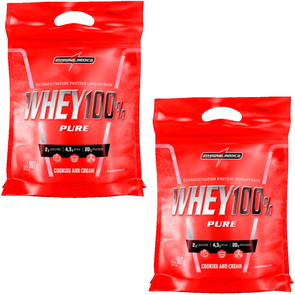 Kit 2x Whey Protein 100 Pure 907gr Refil Integral Médica Shopee Brasil