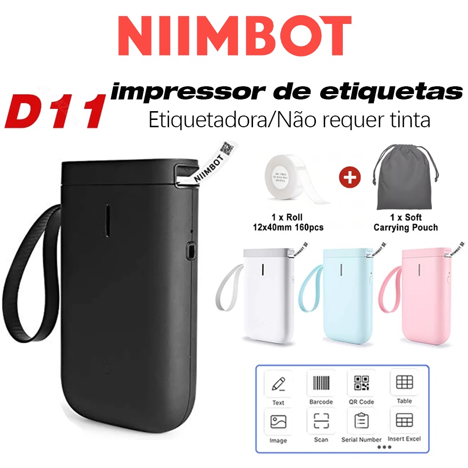 Niimbot D11 D110 Impressora de Etiquetas Portátil Calbe Maker Tape ...