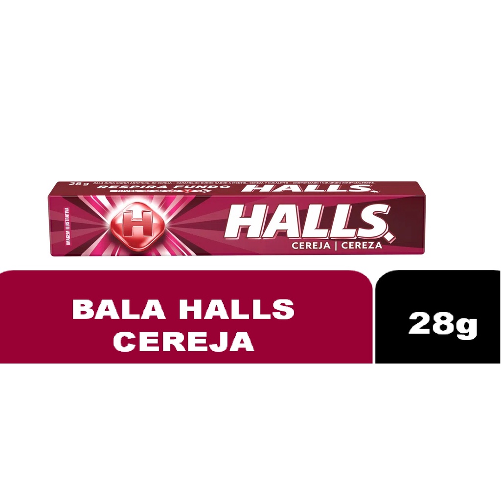 Bala Halls Cereja com 10 Unidades 28g | Shopee Brasil