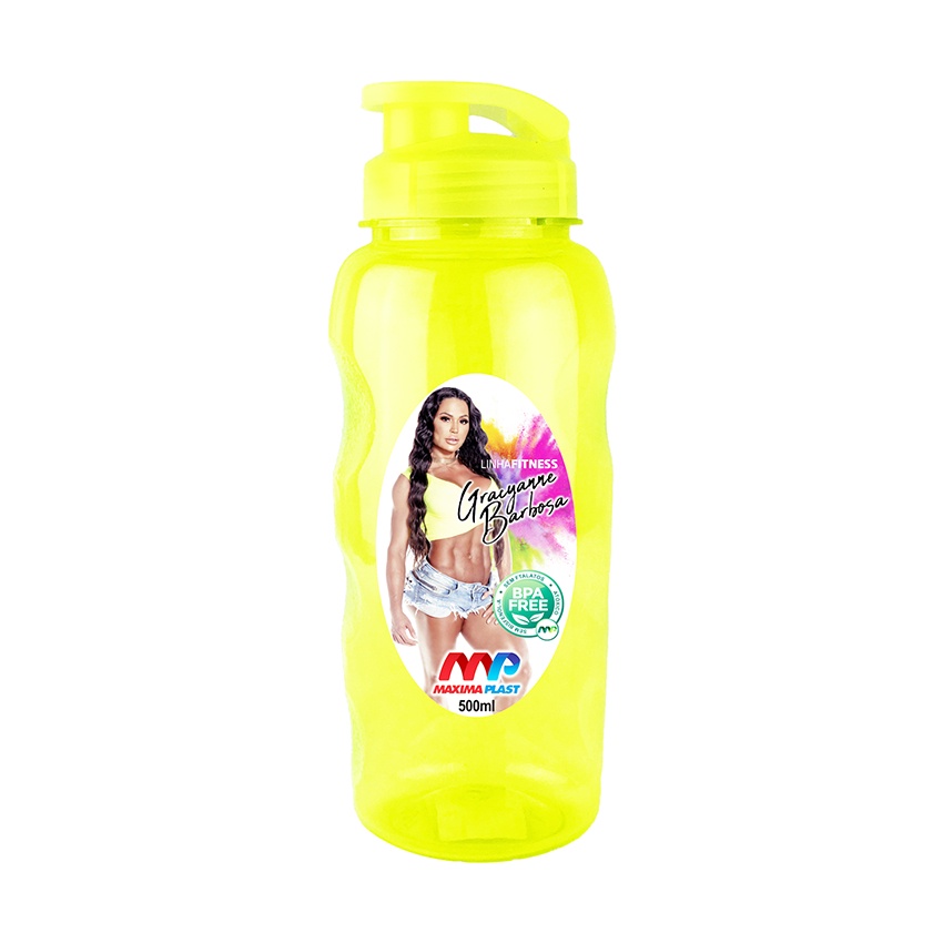 Garrafa de Água Squeeze Fitness 500ml Amarelo Bebidas Sucos Refrescos ...