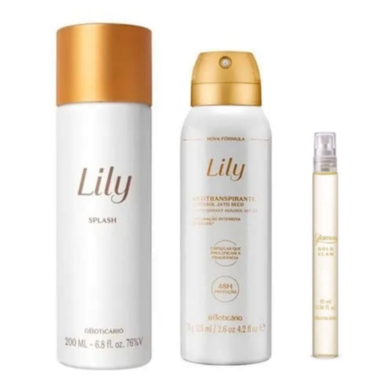 Kit Lily | O boticário - Body splash + Desodorante+ colônia glamour ...