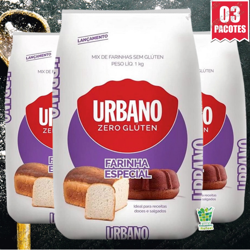 Mix de Farinha Especial Urbano sem Gluten 1kg - 03 unidades | Shopee Brasil