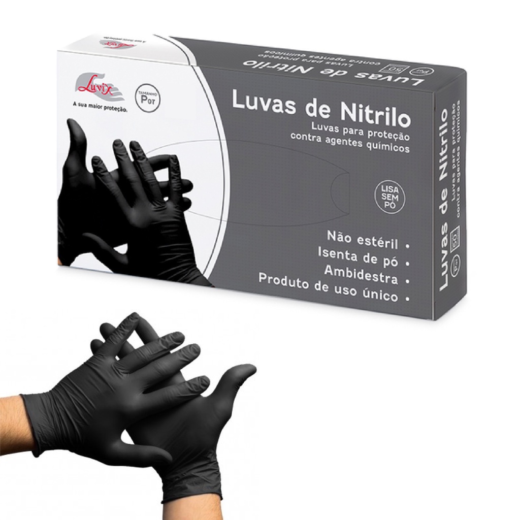 Luva Descartável Nitrílica Multiuso S/ Pó Luvix 100un | Shopee Brasil