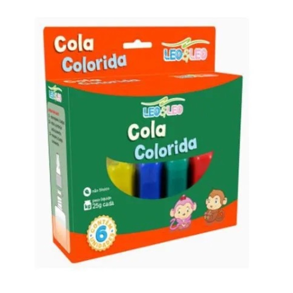 Cola Colorida 20g Cx C/ 6 Cores - Leo & Leo | Shopee Brasil