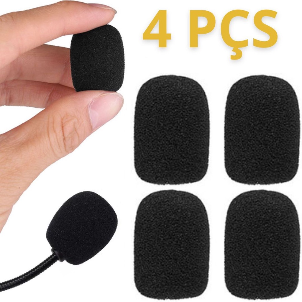 Kit 4 Espumas Microfone Bocal Lapela Headset Protetora Ruído Anti Puff ...