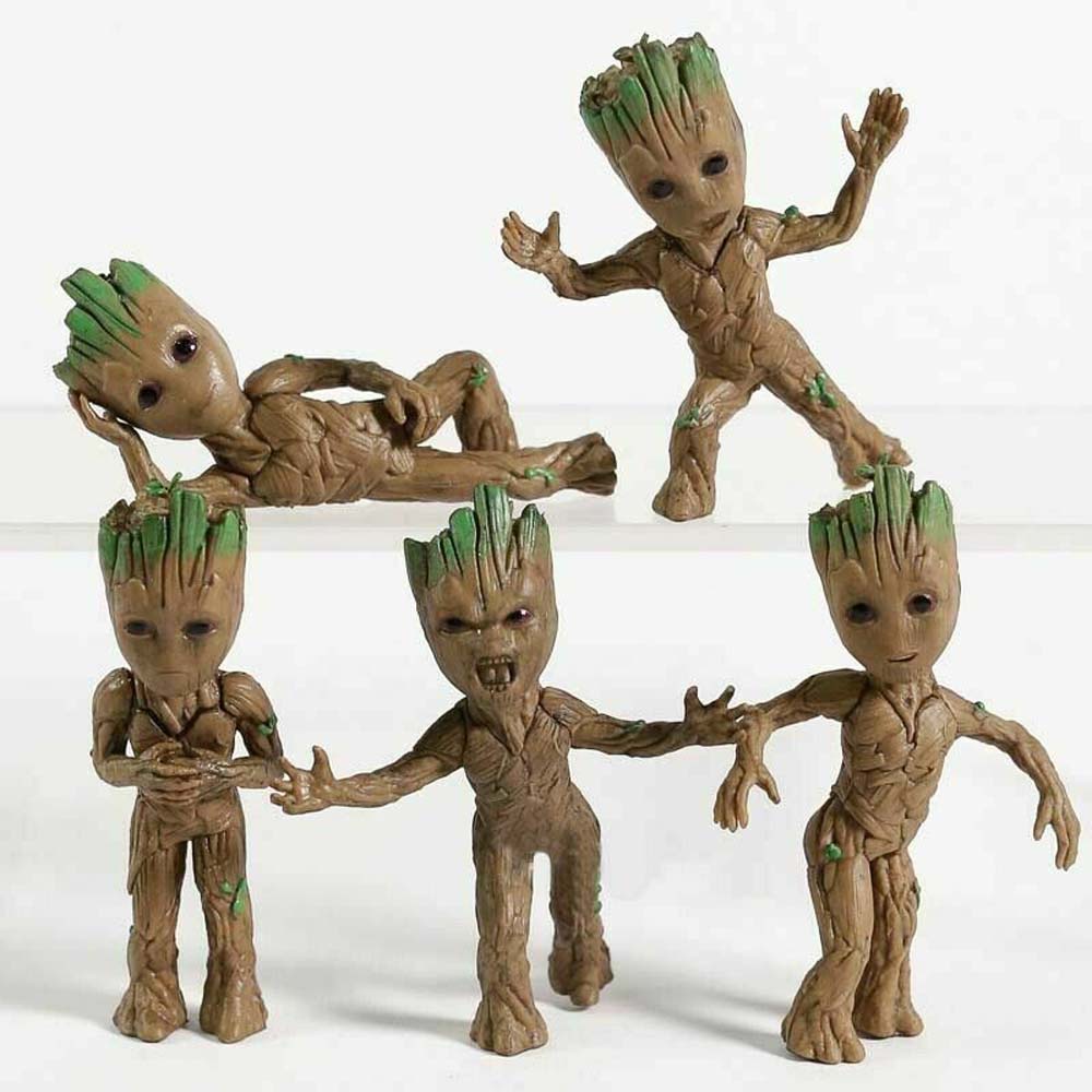 5Pcs/Set Guardians of The Galaxy Baby Tree Man Groot Figure Car ...