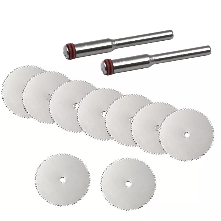 Kit 20 Discos de Corte P/ Madeira Micro Retífica 22mm + 2 Eixos ...