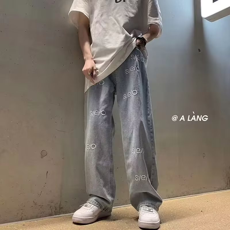 S-3XL 】 Reet Hip Hop Tendência Japonesa Calça jeans Masculina Bordado ...