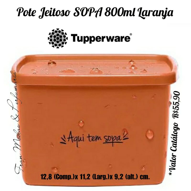 Pote Jeitoso SOPA 800ml Laranja Tupperware | Shopee Brasil