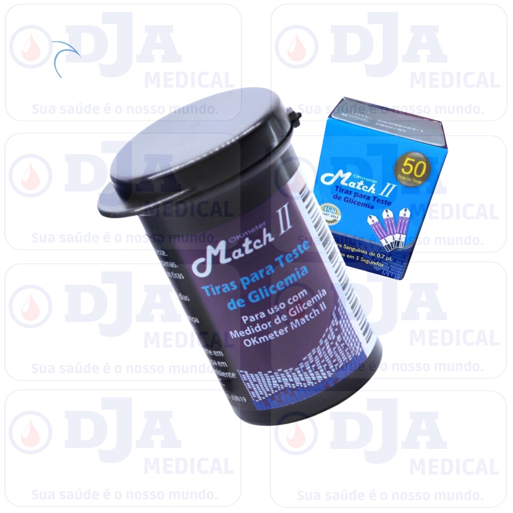 Fitas Reagentes Glicemia Match II Tira Teste Glicose Ok Meter Original ...
