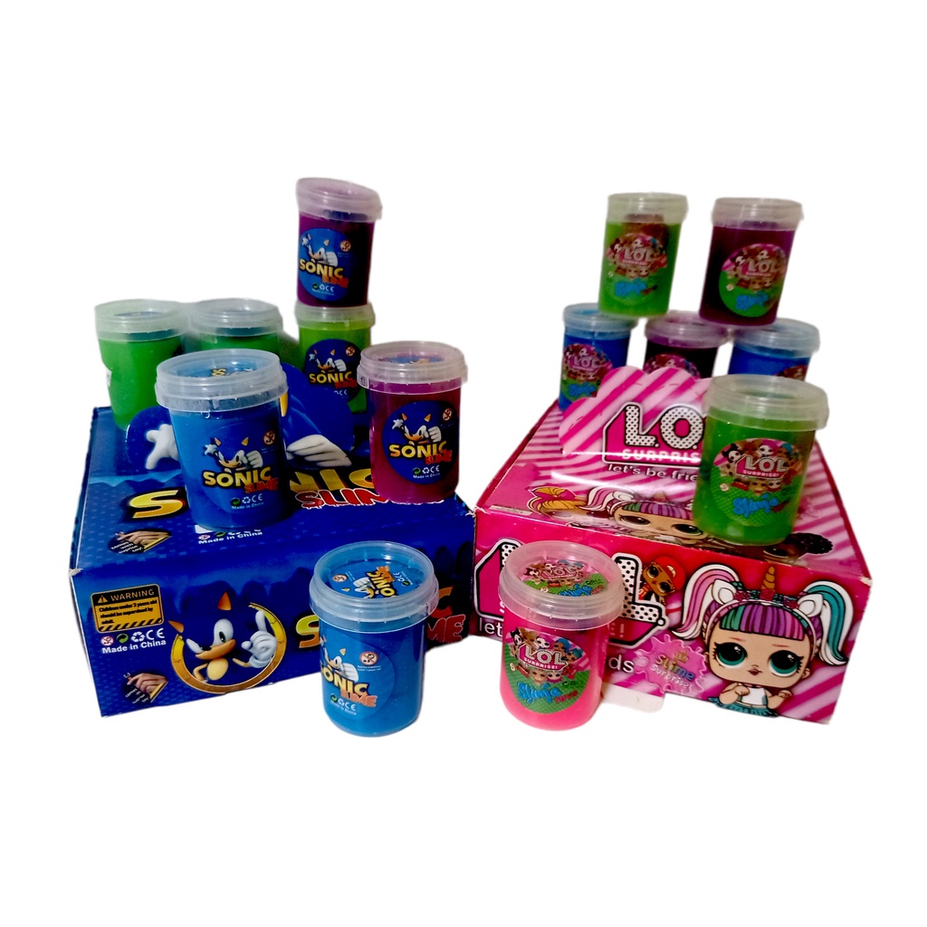 Kit 4 Slime Sonic e Lol Com Glitter + Bonecos Surpresa | Shopee Brasil