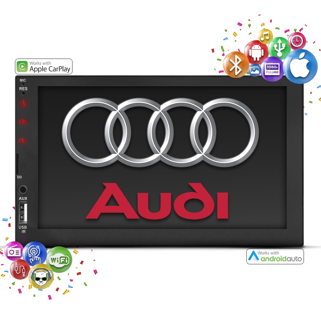 Central Multimidia 2 Din Mp5 7 Polegadas Carplay Android Auto Wifi Audi ...