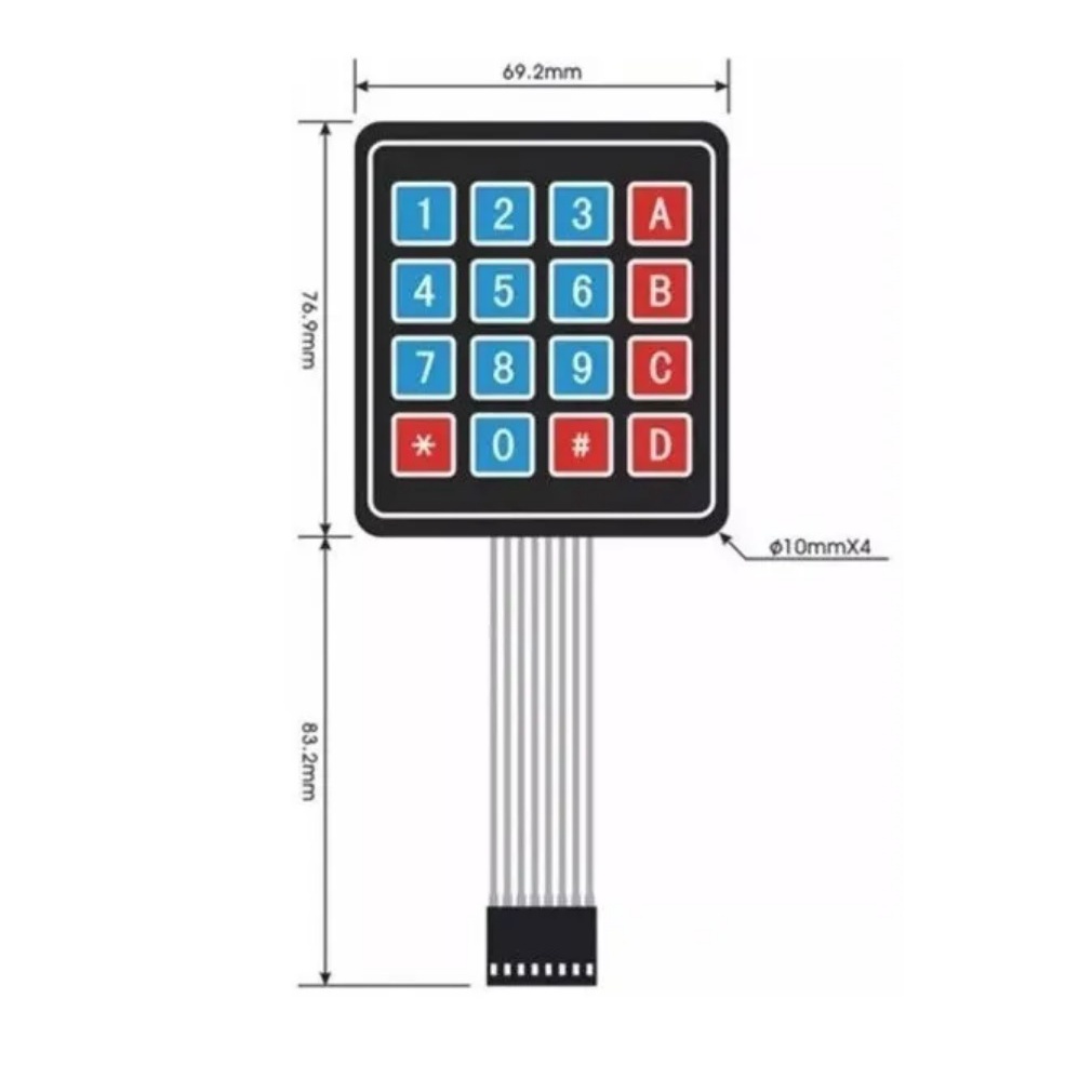 Teclado Alfanumérico 4x4 Matricial de Membrana 16 Teclas p/ Arduino ...