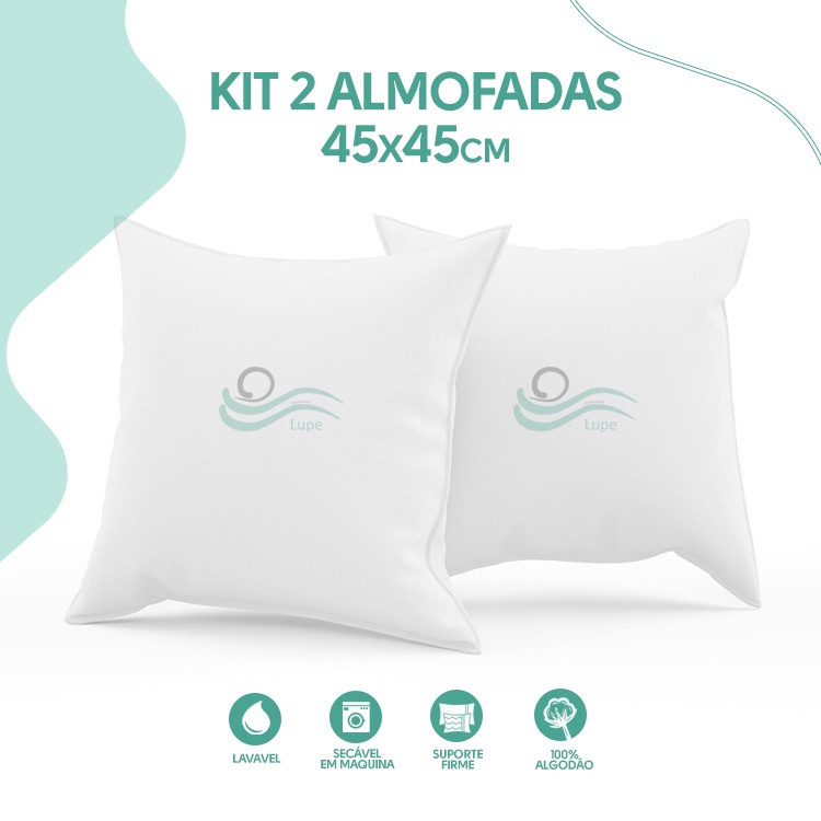 KIT COM 2 ALMOFADAS 45X45 REFIL ENCHIMENTO EM FIBRA SILICONADA ...