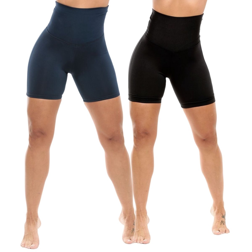 Kit 2 Shorts Fitness Modelador Cós Super Alto Disfarça e Comprime ...
