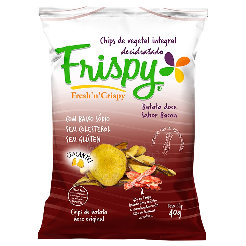 Chips de Batata Doce - Formato chips Frispy - Sabor bacon - 40g ...