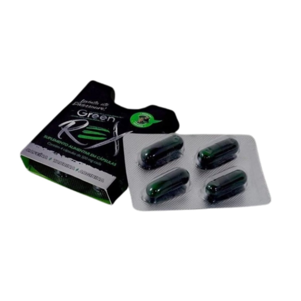 Green REX Energético em Cápsulas - Cafeína + Taurina + Arginina Cartela 4 Caps | Shopee Brasil