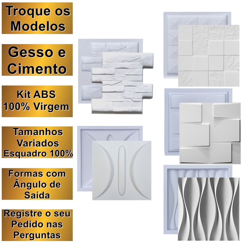 KIT Formas Moldes para Gesso 3d E Cimenticio ABS Alto Relevo | Shopee ...