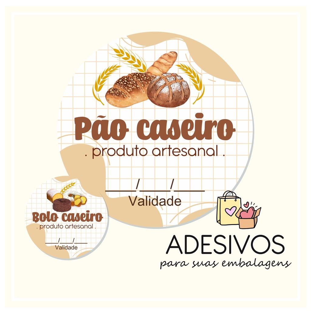 Adesivos - Pão caseiro/ Bolo caseiro - com Validade para suas ...