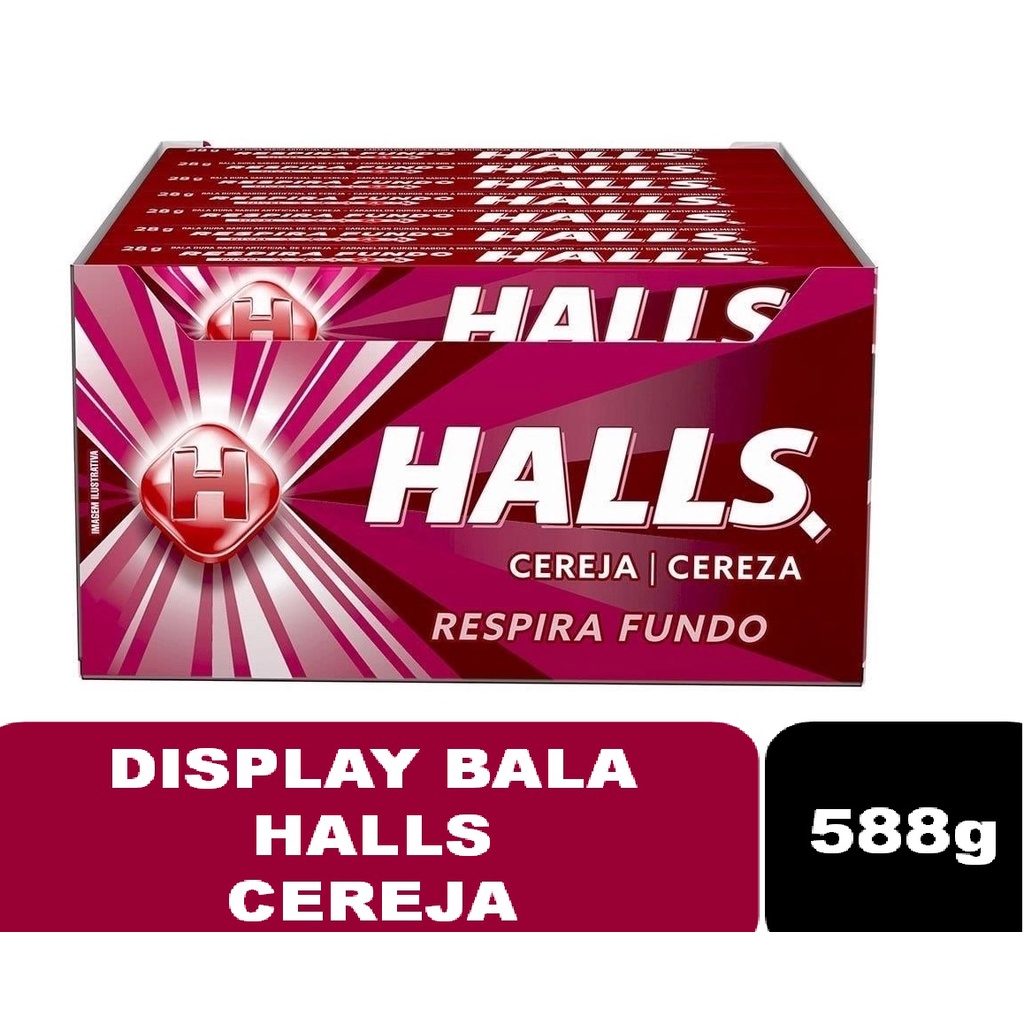 Display Bala Halls Cereja 588g - Embalagem com 21 Unidades 28g | Shopee ...