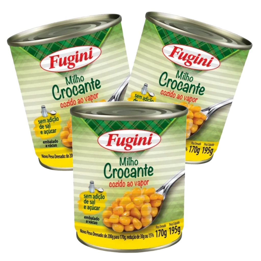Milho em Lata Crocante Cozido ao Vapor Fugini 195g | Shopee Brasil