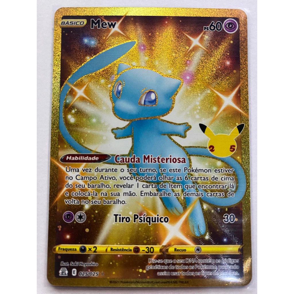 Carta Pokémon Mew Dourado Lendário Coleção Celebrações - Desconto no Preço