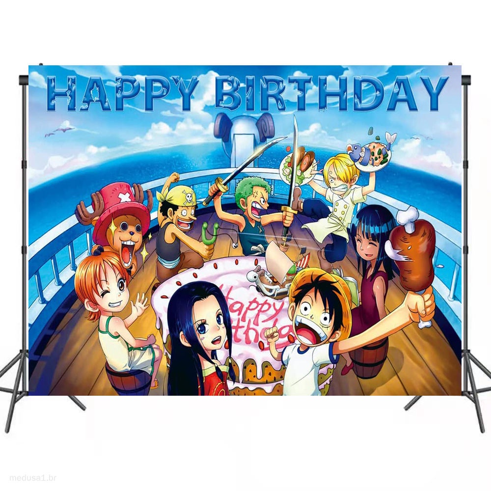 100x150CM Uma Peça Tema Fundo De Feliz Aniversário Anime Luffy Roronoa ...