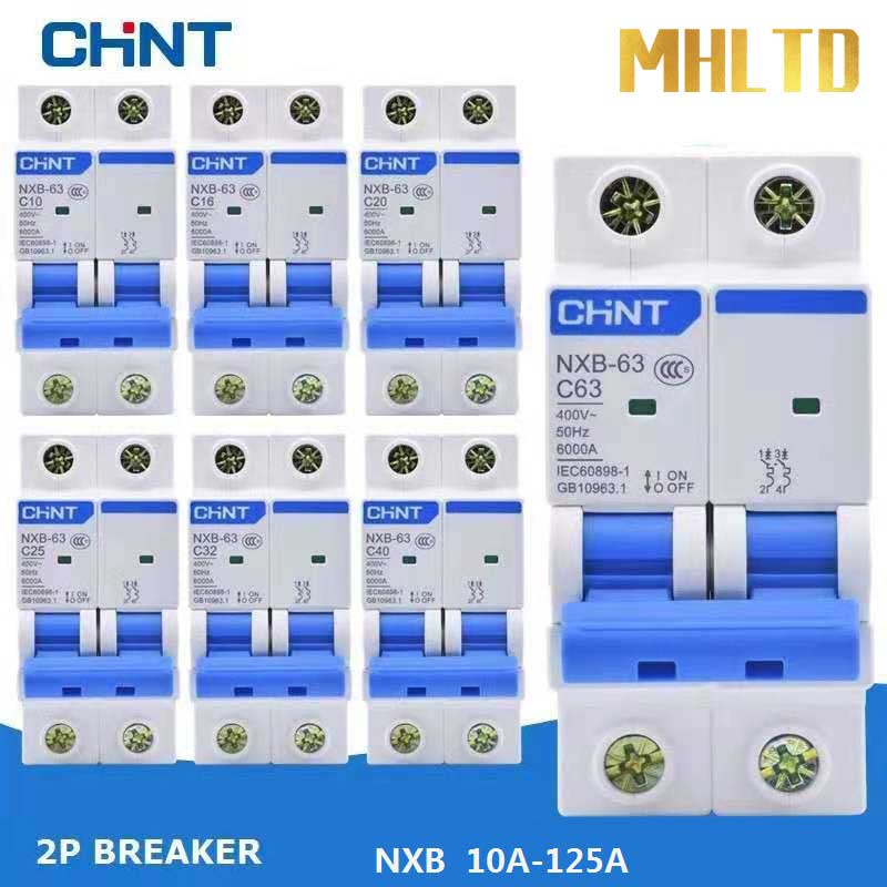 CHINT Disjuntor Elétrico NXB-C63/2P 6A 10A Miniatura CIRCUIT BREAKER DIN RAIL 16A 20A 32A 40A ...