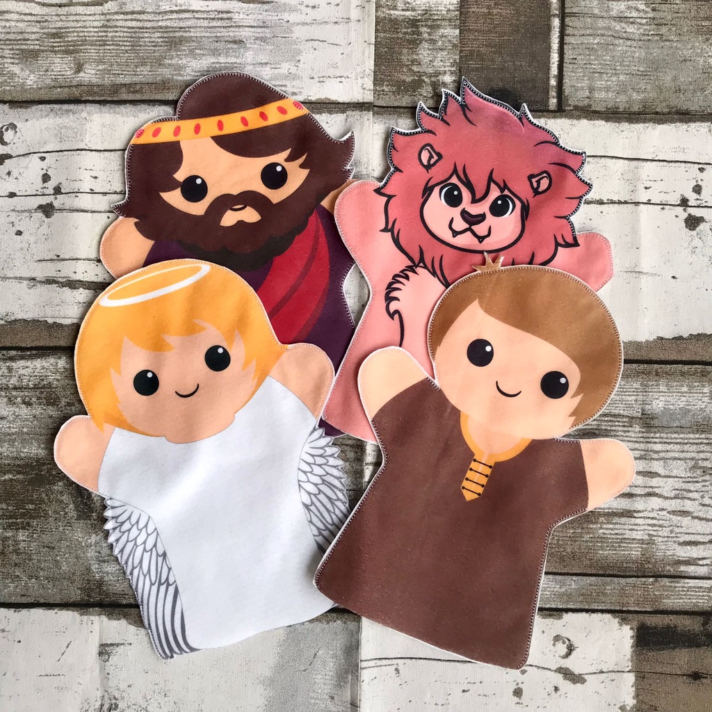 kit Fantoche Daniel na cova das leões anjo rei evangélico brinquedo ...