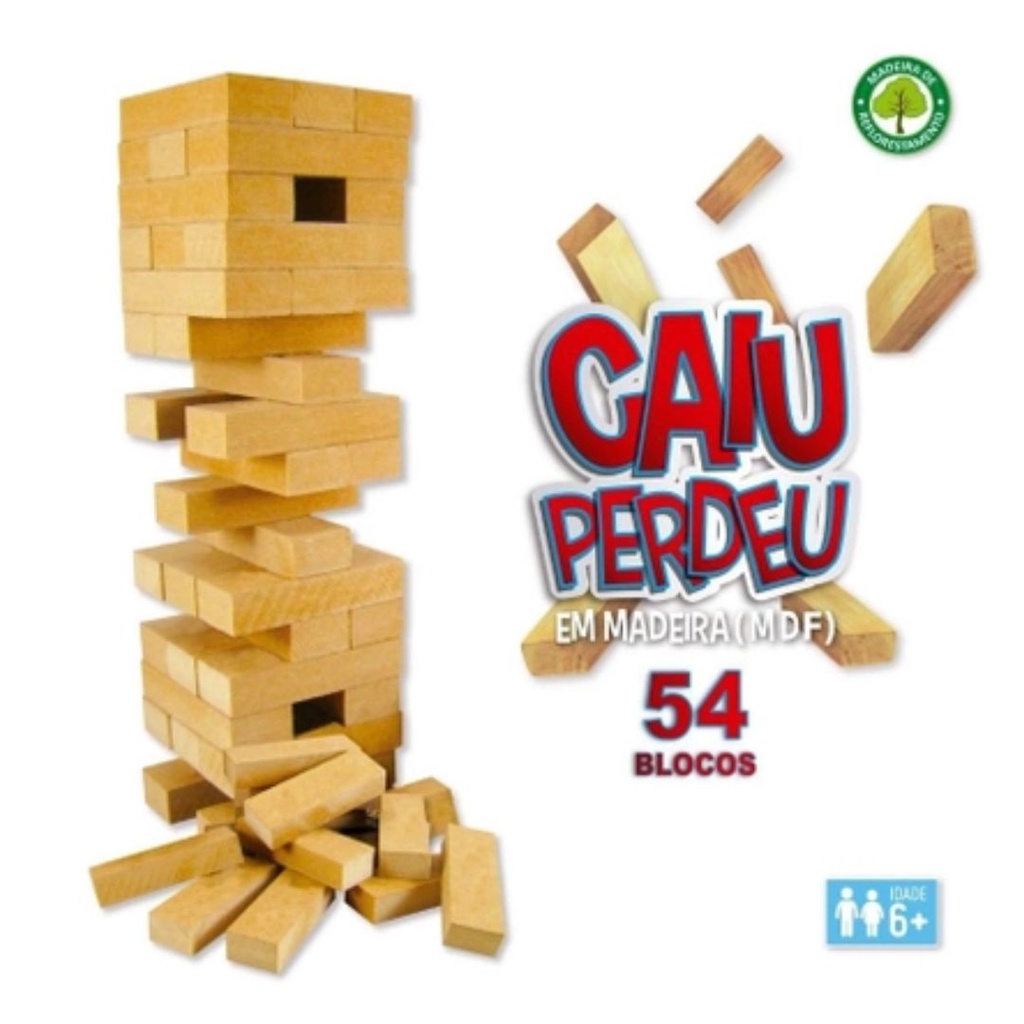 Jogo Caiu Perdeu 54 Peças - Pais&filhos - (jenga De Madeira - Torre De ... Jogo Caiu Perdeu 54 Peças - Pais&filhos - (jenga De Madeira - Torre De ...