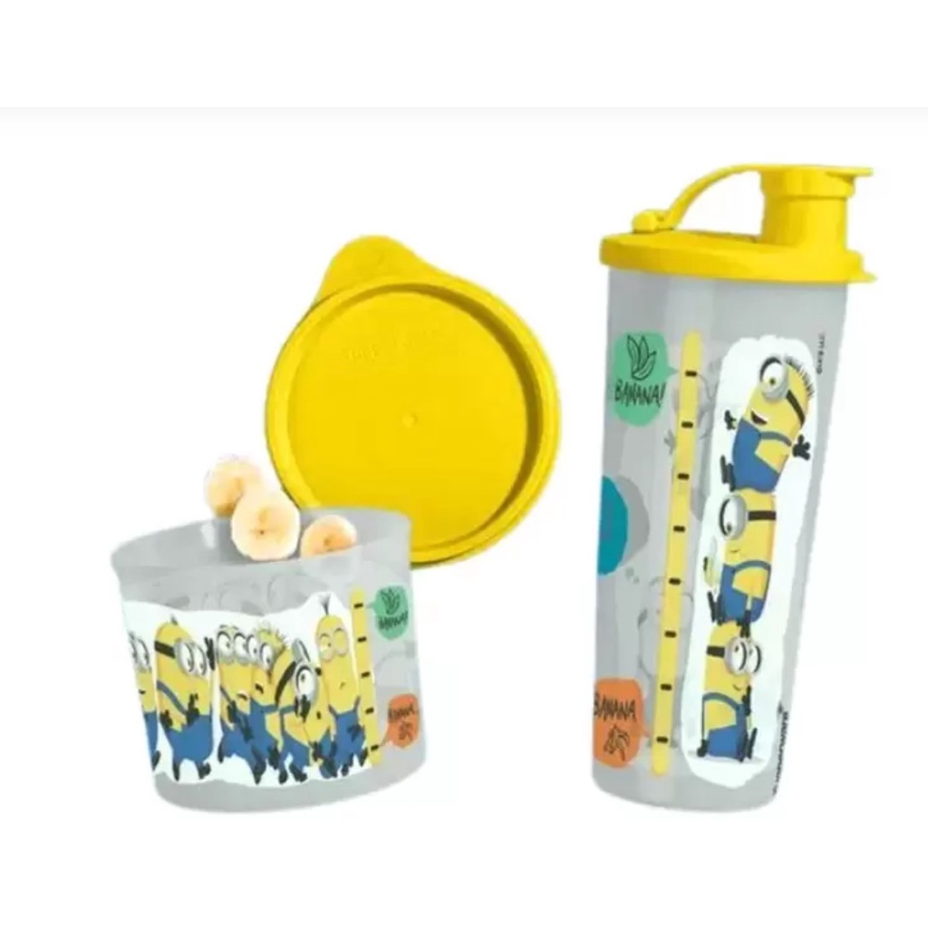 Kit Copo Com Bico Infantil 470ml Minions + Pote TUPPERWARE | Shopee Brasil
