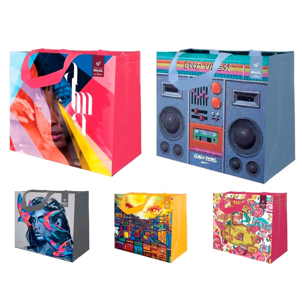 Ecobega sacola de rafia retornavel Artistas do brasil 6 Beta | Shopee ...