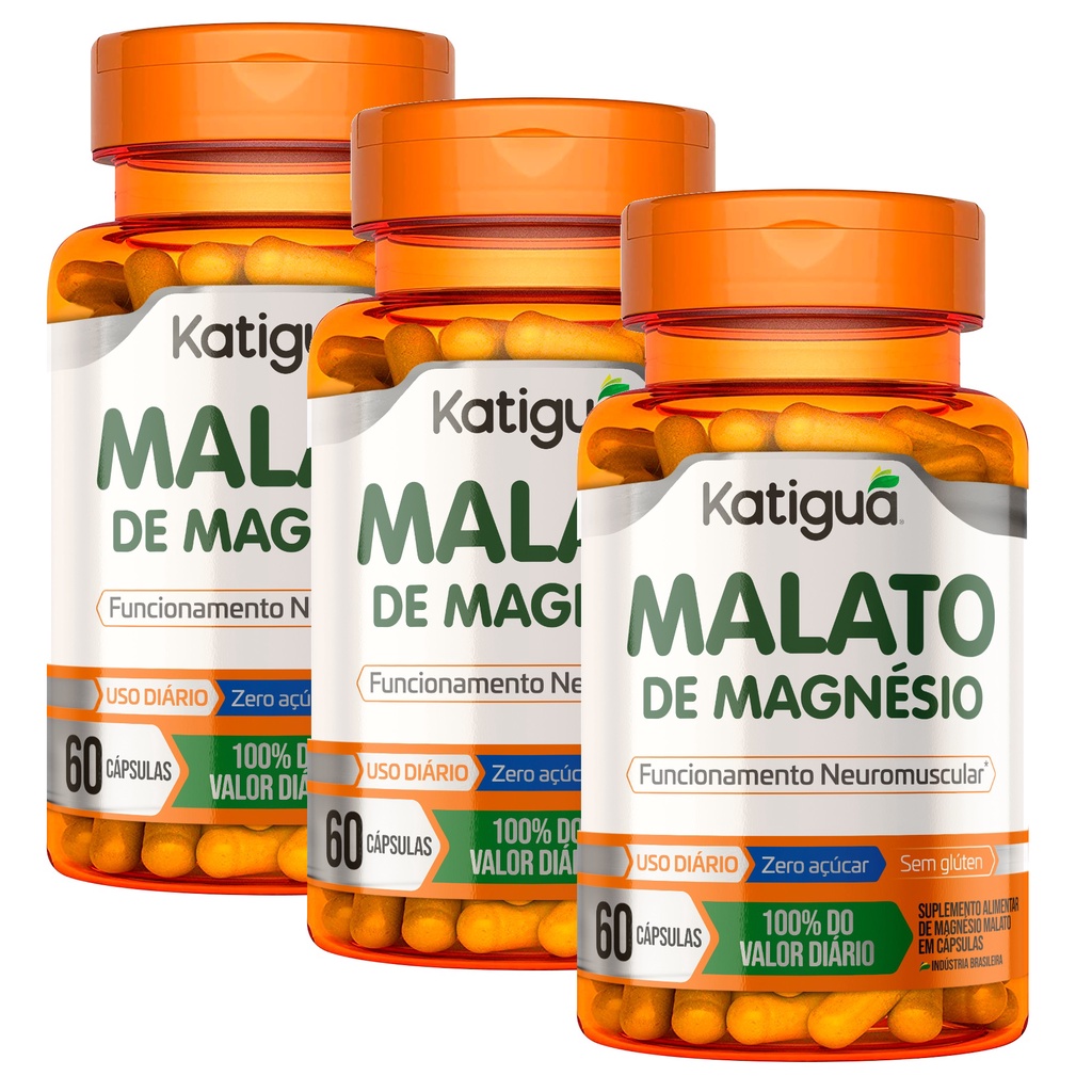 Kit 3uni Malato de Magnésio 60 cáps - Katiguá | Shopee Brasil