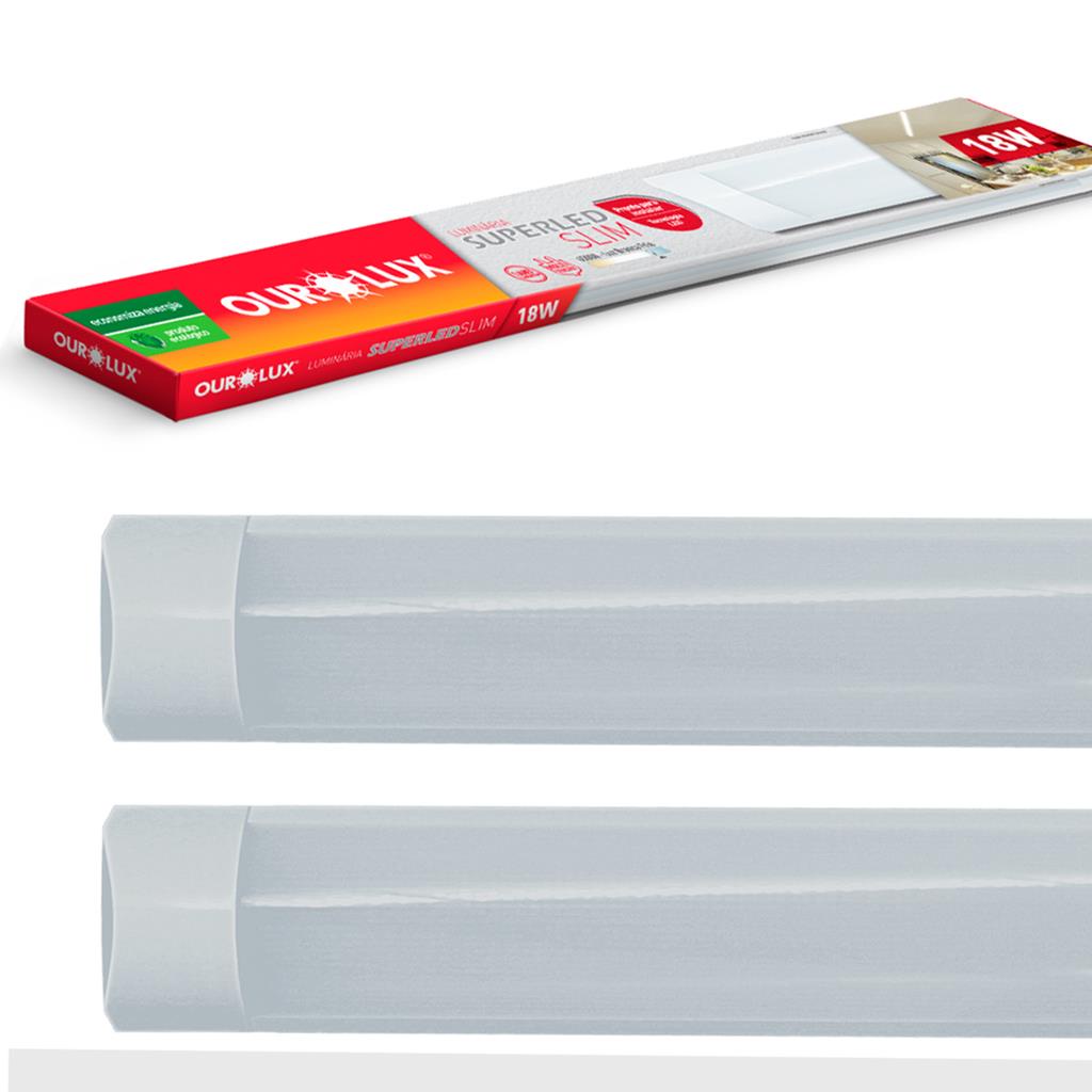Kit 2 Luminarias Led Slim 18W 6500K Luz Branca Leitoso 60cm | Shopee Brasil