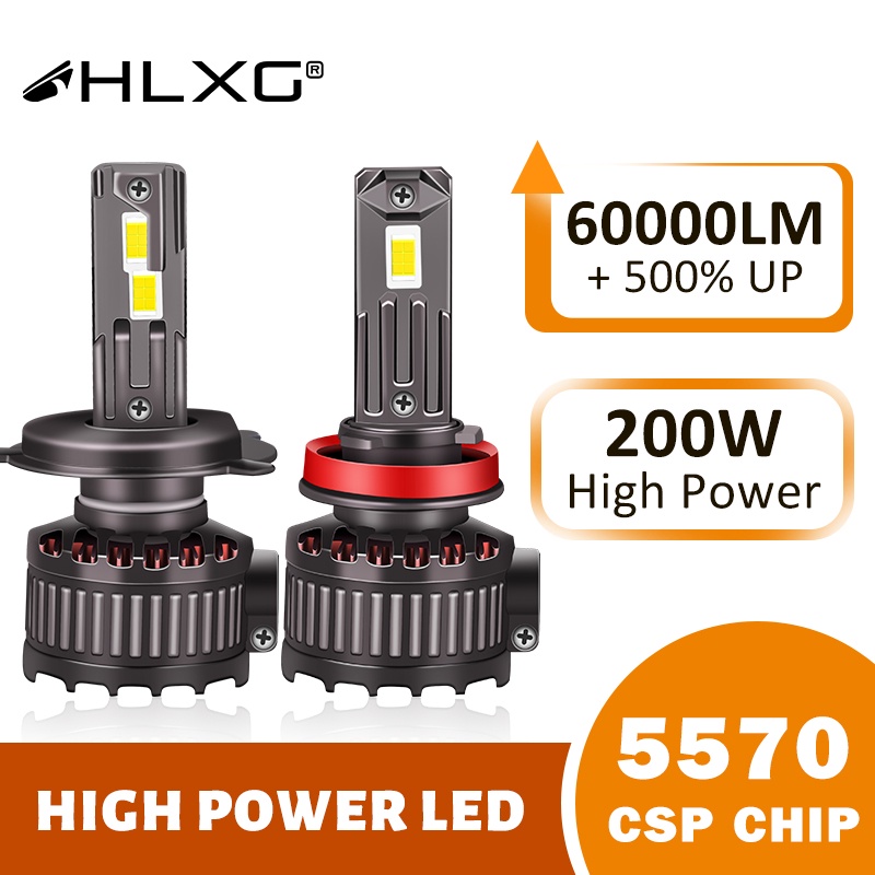 200W H4 H1 LED H7 H11 HB3 HB4 HIR2 9012 Canbus Turbo Lâmpada De Neblina Automática 6000lm Super ...
