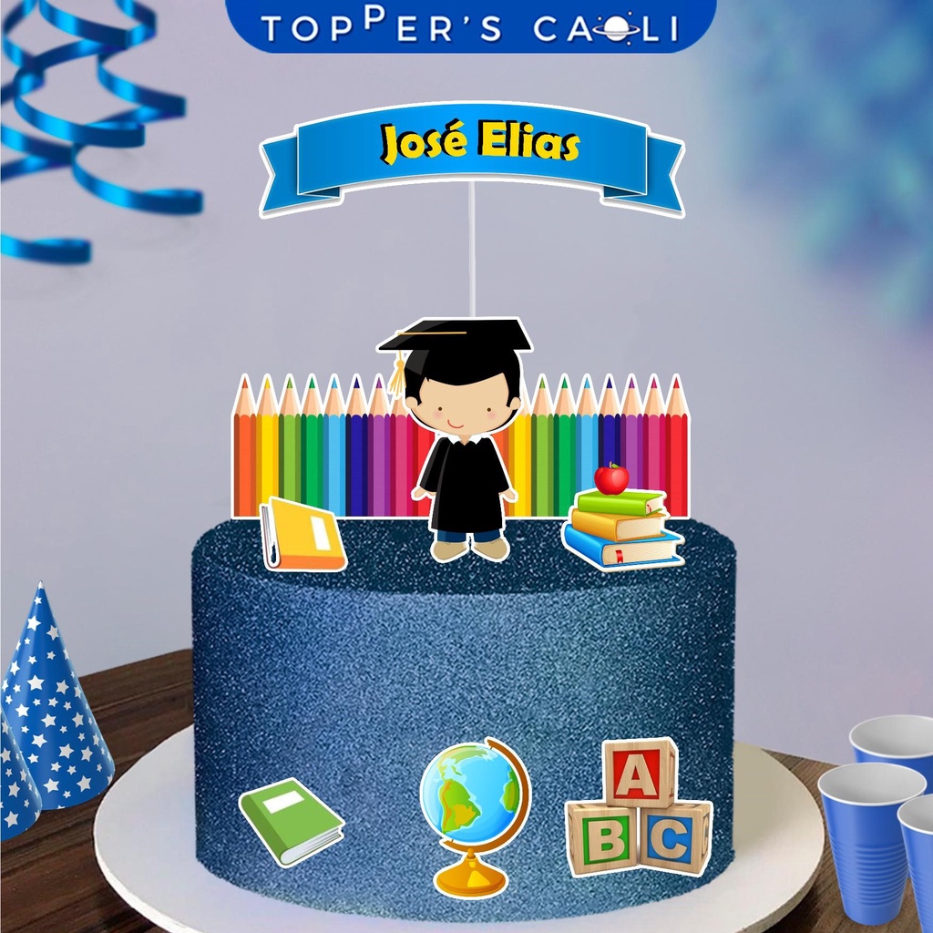 Topo de Bolo Formatura Criança (Topper Personalizado) Decoração Festa ...