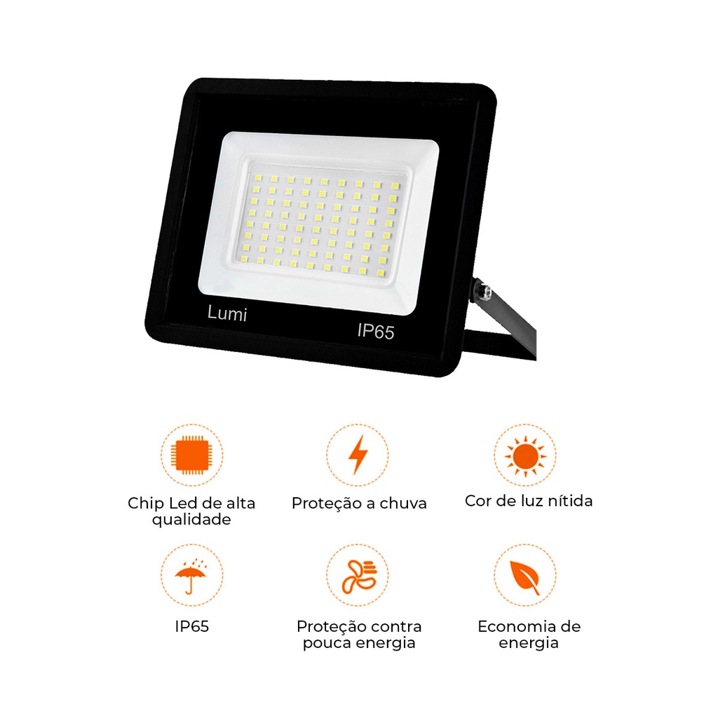 Holofote Refletor Super Forte Led 100w Bivolt Lumi Prova D'água Pronta entrega | Shopee Brasil